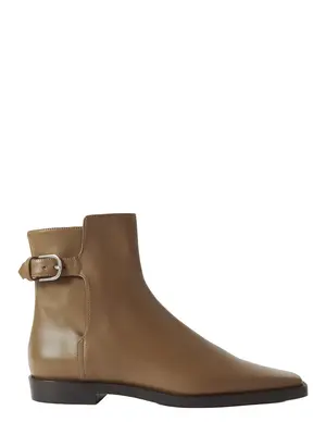 TOTEME Net Sustain Belted Leather Ankle Boots - Neutrals