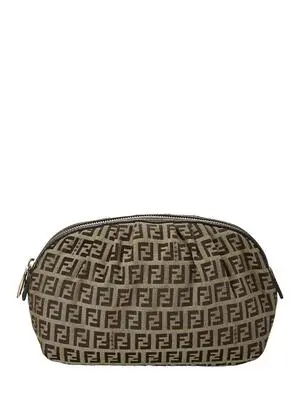 Fendi Zucchino Canvas Pouch - Brown