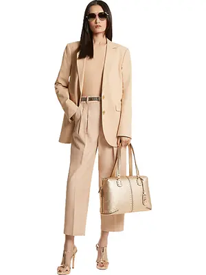 Michael Kors Cotton Blend Twill Blazer Natural