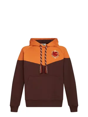 Etro Pegaso-embroidered Cotton Hoodie - Brown