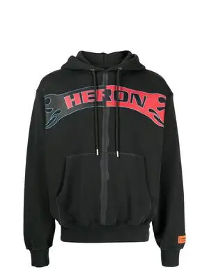Heron Preston Logo-print Zip-up Hoodie - Green