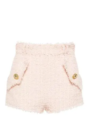 Balmain Tweed Chain-buttons Shorts - Neutrals