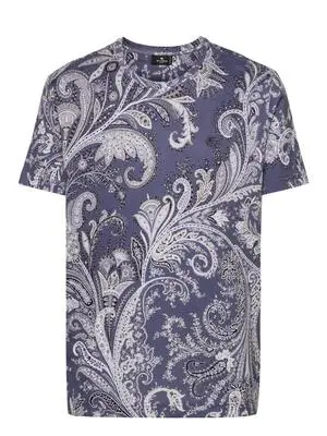 Etro Paisley-print Cotton T-shirt - Blue