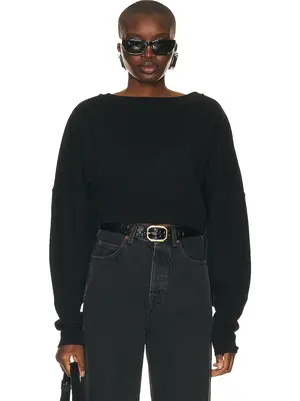 Saint Laurent Cropped Sweatshirt - Noir