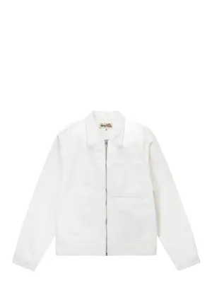 StüSsy Overdyed Zip Work Jacket - White | Editorialist