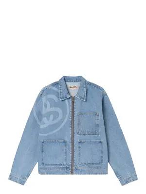 StüSsy City Link Denim Zip Work Jacket - Blue | Editorialist