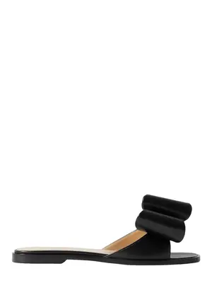 Mach & Mach Le Cadeau Leather Slides - Black