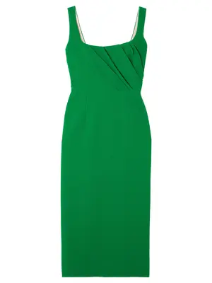 EMILIA WICKSTEAD Arina Draped Crepe Midi Dress - Green