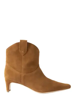 Staud STAUD Western Wally Suede Ankle Boots Brown
