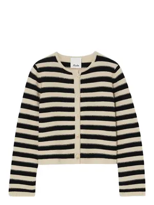 ALLUDE Allude Striped Wool And Cashmere-Blend Cardigan Black