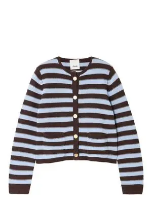 ALLUDE Allude Striped Wool And Cashmere-Blend Cardigan Cream