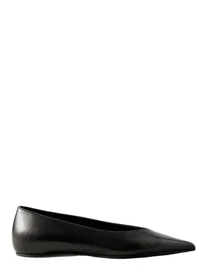 TOTÊME Net Sustain The Asymmetric Ballerina Leather Point-toe Flats - Black