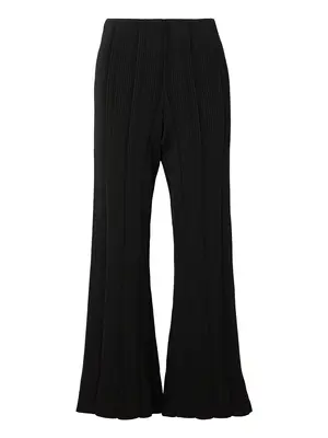 Galvan Dawn Ribbed-knit Wide-leg Pants - Black