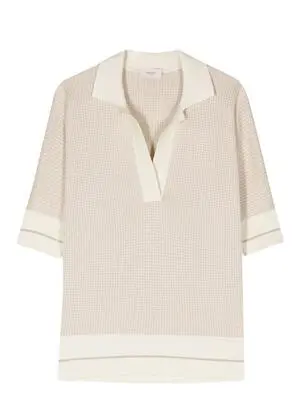 Agnona Houndstooth-pattern Polo Shirt - Neutrals