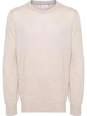 Brunello Cucinelli Crew-neck Mélange-effect Jumper - Neutrals
