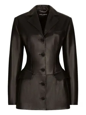 Dolce & Gabbana Single-breasted Leather Blazer - Black