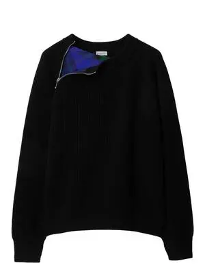 Burberry Zip-detail Wool Jumper - Black