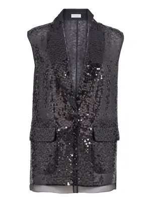Brunello Cucinelli Sequinned Waistcoat - Black