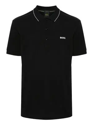 BOSS Logo-print Cotton Polo Shirt - Black