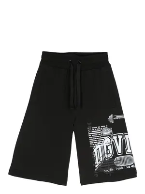Dolce & Gabbana Print Cotton Jersey Shorts - Black
