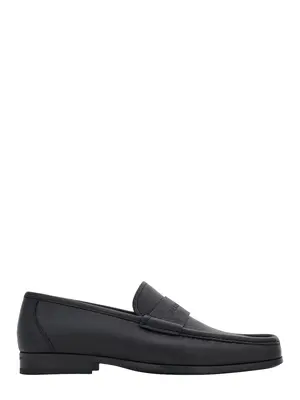 FERRAGAMO Logo-debossed Leather Loafers - Black