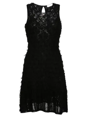 Chloé Frayed Mini Dress - Black