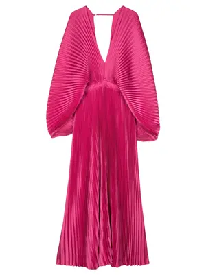L'IDEE Open-back Pleated Maxi Dress - Pink