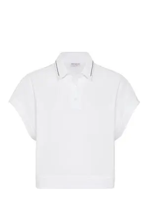 BRUNELLO CUCINELLI Brunello Cucinelli Monili Chain Detail Cotton Polo Top