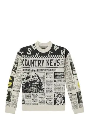 Kapital 8g Newspaper Intarsia-knit Sweater - Neutrals