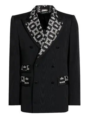 Dolce & Gabbana Doublebreasted Printed Moire Blazer - Black