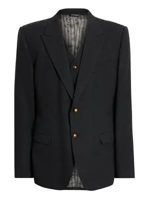 Dolce & Gabbana Grain De Poudre Wool Blazer And Vest Set - Dark Gray