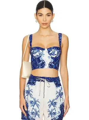 Agua Bendita Lupe Crop Top - Blue & White