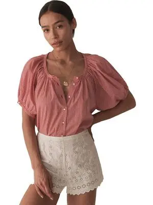 DÔEN DOEN June Top Cerise Paris Gingham