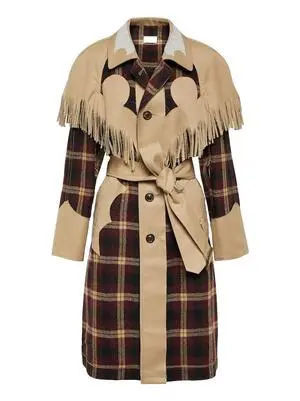 MAISON MARGIELA Fringed Checked Trench Coat - Multicoloured