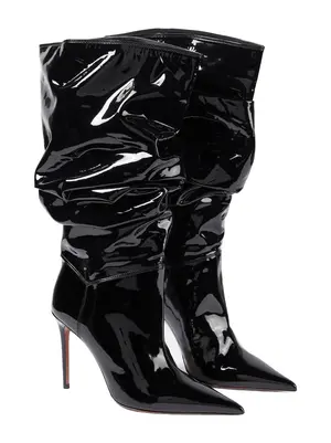 Amina Muaddi Jahleel 95 Latex Ankle Boots - Black
