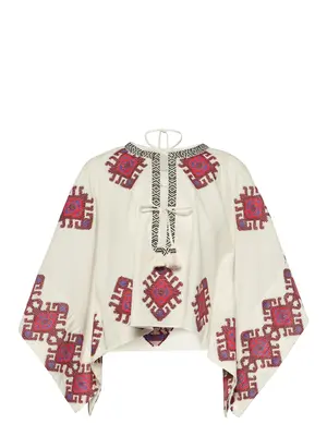 Johanna Ortiz Fringed Cotton Top - Multicoloured