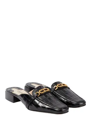 TOM FORD Whitney Croc-effect Leather Mules - Black
