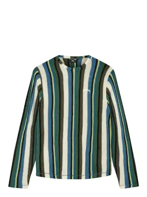 StüSsy Hairy Stripe Crew Sweater - Green | Editorialist