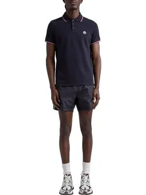Moncler Tipped Cotton Piqué Polo - Blue
