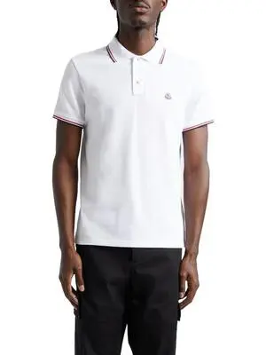 Moncler Tipped Cotton Piqué Polo - White/white