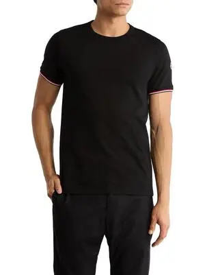 Moncler Tipped Cotton Stretch Jersey T-shirt - Black
