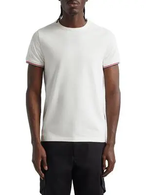 Moncler Tipped Cotton Stretch Jersey T-shirt Ivory/ Ivory