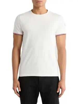 Moncler Tipped Cotton Stretch Jersey T-shirt - Ivory
