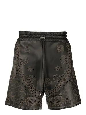 Amiri Bandana Leather Shorts - Black