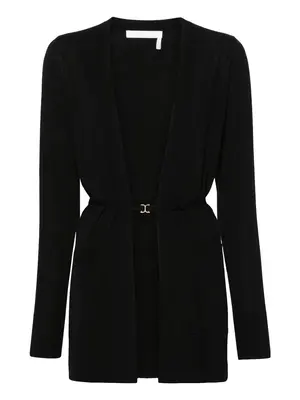 Chloé Wool Cardigan With Belt - Black