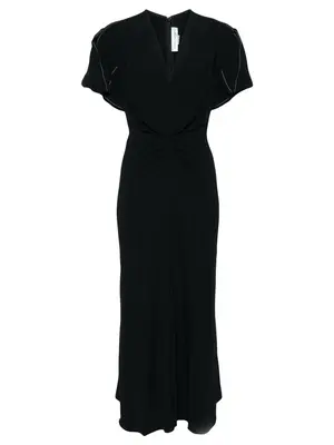 Victoria Beckham Victoria Beckham Gathered-Detail Crepe Dress Black