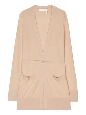 Chloé Belted Wool Cardigan - Neutrals