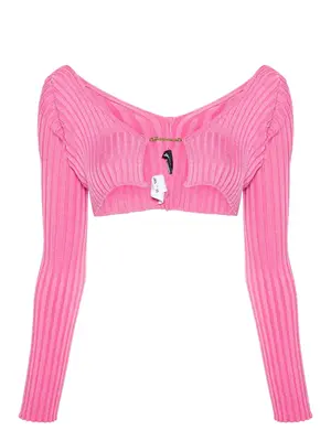 Jacquemus La Maille Ribbed Shrug Cardigan - Pink