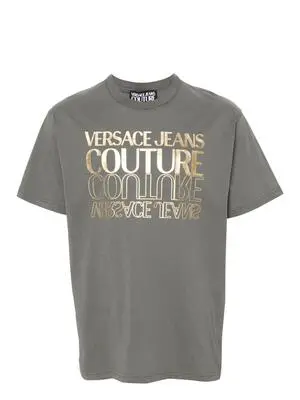 Versace Logo-print Cotton T-shirt - Grey