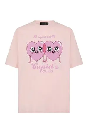 Dsquared2 Cupid's Club Cotton T-shirt - Pink